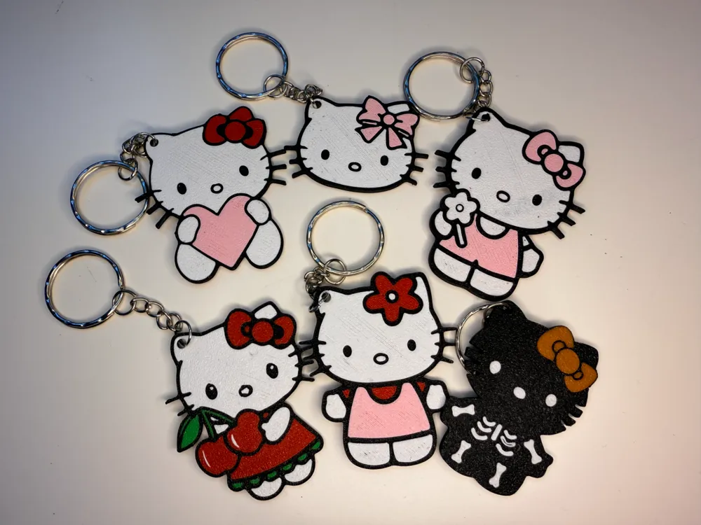 Hello Kitty keychains - Free 3D Print Model - MakerWorld