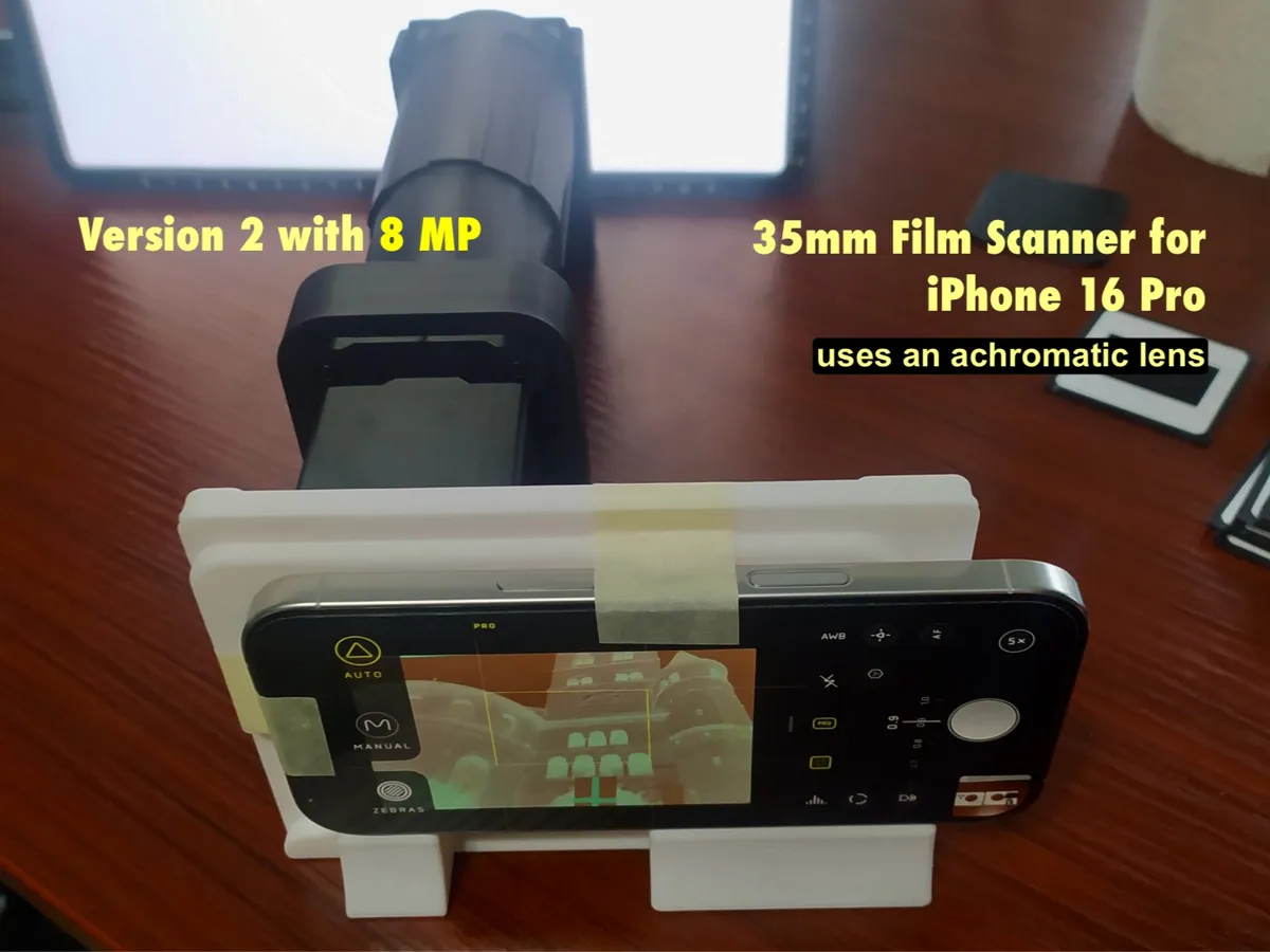 V2 - Scanner de Filme 35mm para iPhone 16 Pro por fae_bay MakerWorld: Baixe modelos 3D gratuitos
