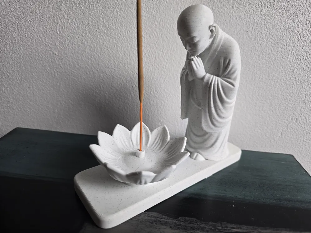 Incense Holder - Meditation Monk statue with Lotus - Free 3D Print ...