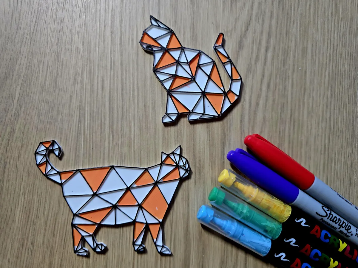 Geometric Cats DIY Coloring Craft Shape Fun - Free 3D Print Model ...