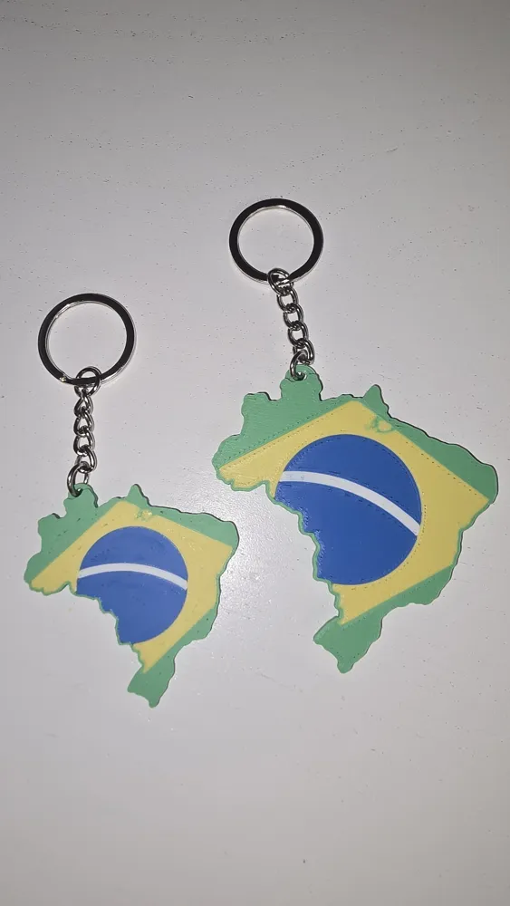 Brazil Map Flag Keychain - Double Sided/Low Waste - Free 3D Print Model ...