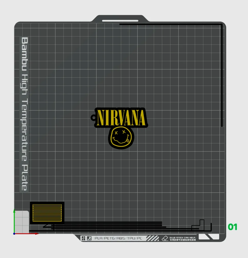 Nirvana Logo Keychain - Two color filament change at layer height (No AMS needed) by Lilac Rage ...