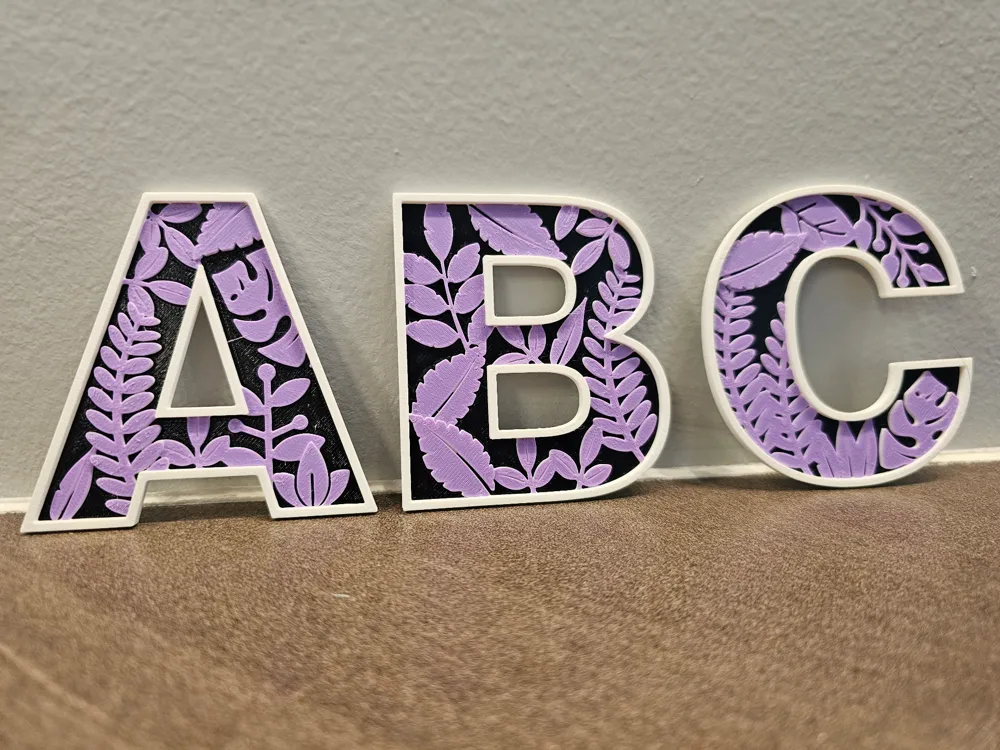 Decorative floral letters - Free 3D Print Model - MakerWorld