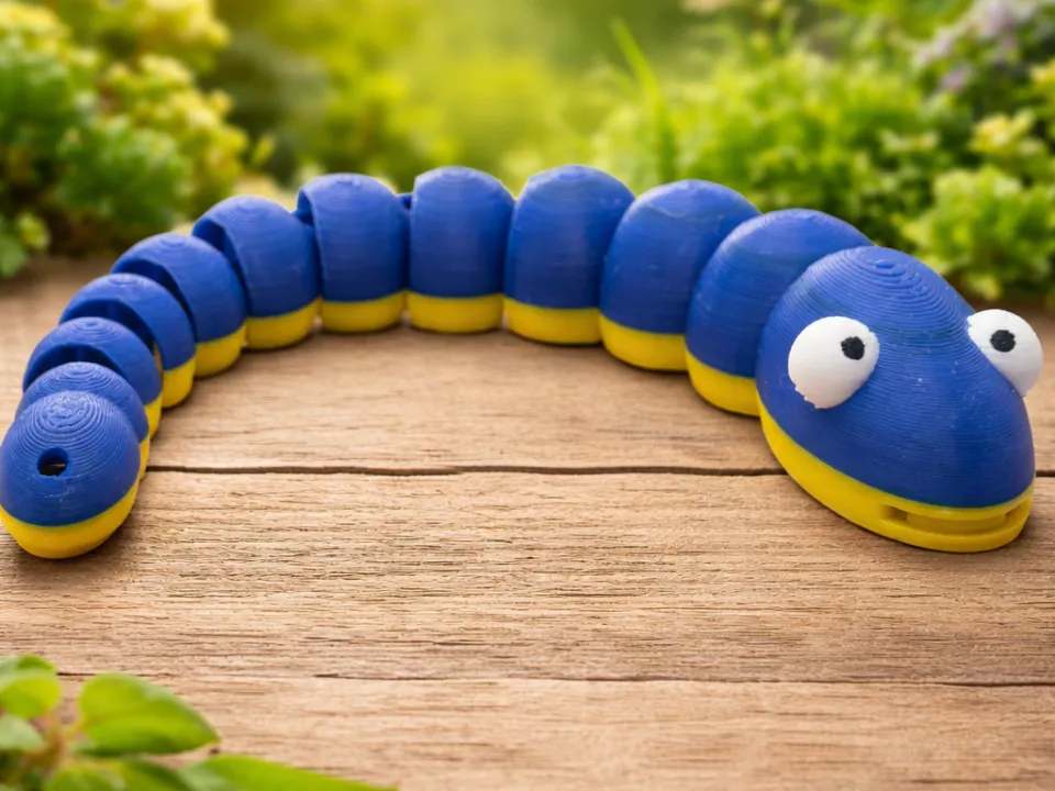 Wiggle Worm – Articulated Caterpillar Fidget Toy - Free 3D Print Model ...