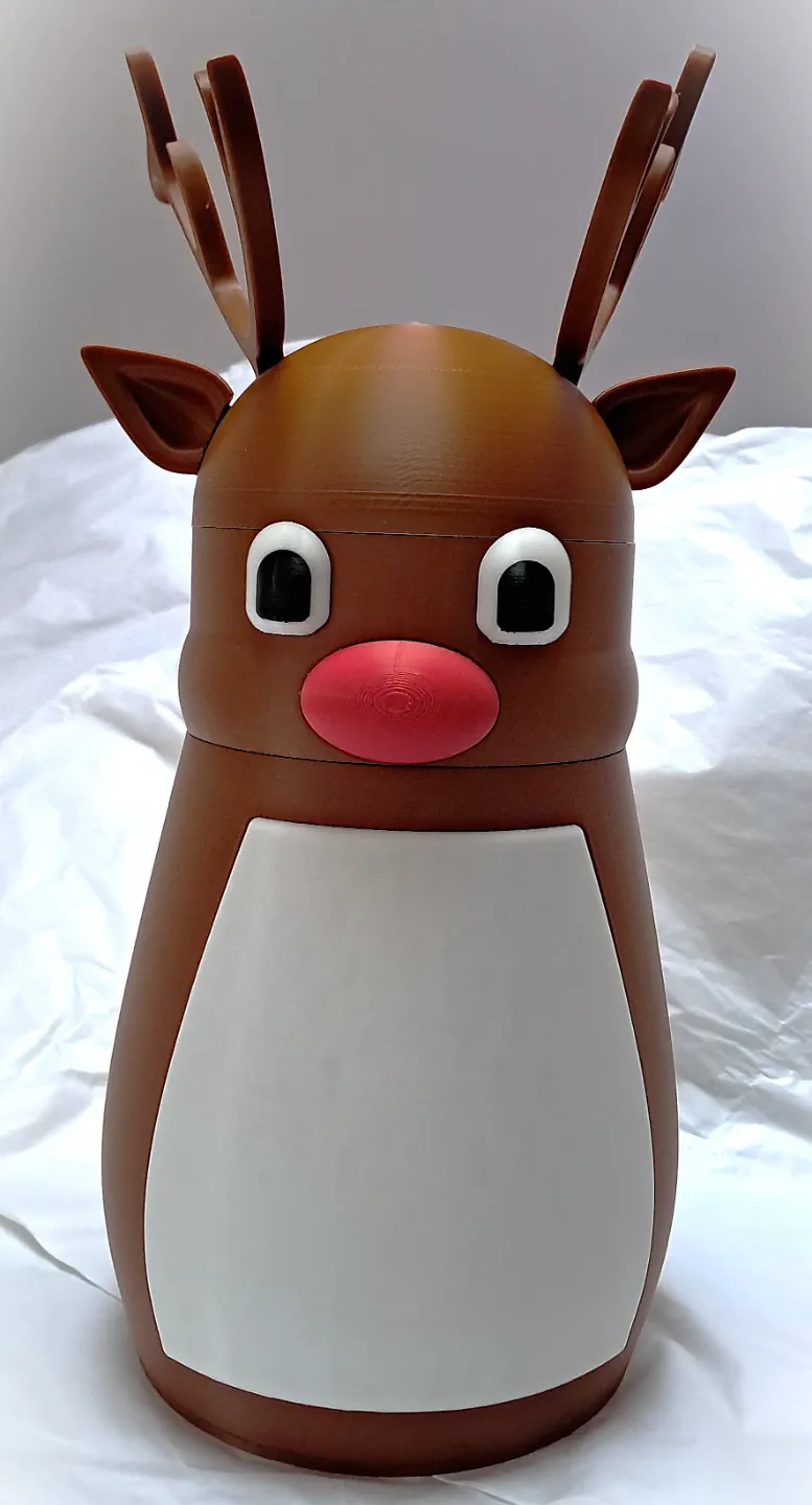Rudolph Reindeer Jar/Gift Box - No AMS needed - Free 3D Print Model ...