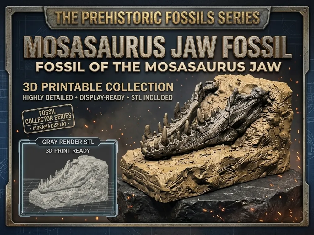 MOSASAUR JAW FOSSIL - Free 3D Print Model - MakerWorld