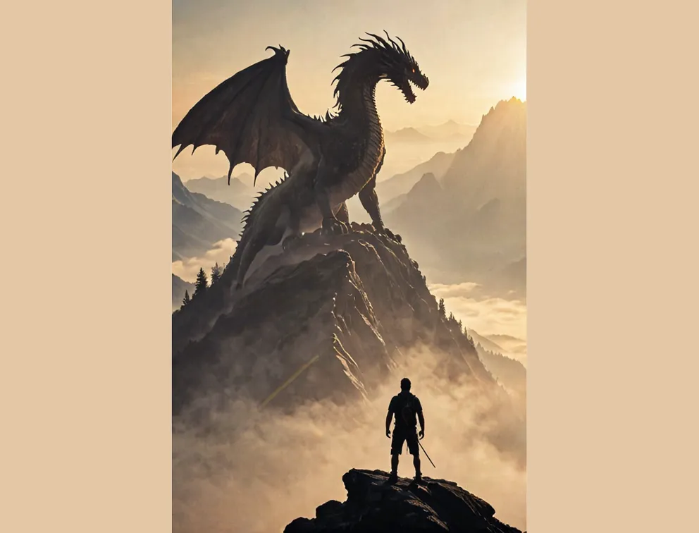 Dragon on the mountain - Hueforge by suaimondi - MakerWorld