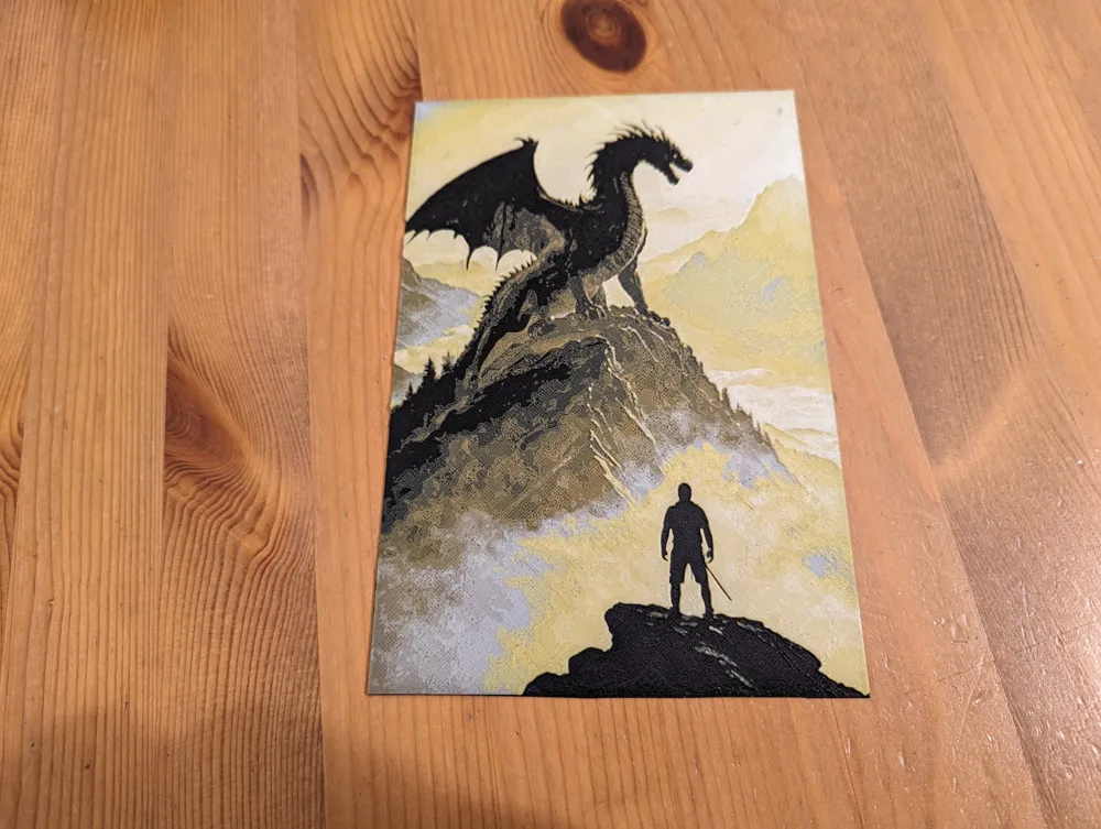 Dragon on the mountain - Hueforge by suaimondi - MakerWorld