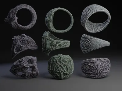 Gothic Ring Set - Free 3D Print Model - MakerWorld