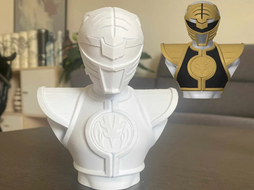 White Power Ranger Bust by Realox89 MakerWorld: Download Free 3D Models
