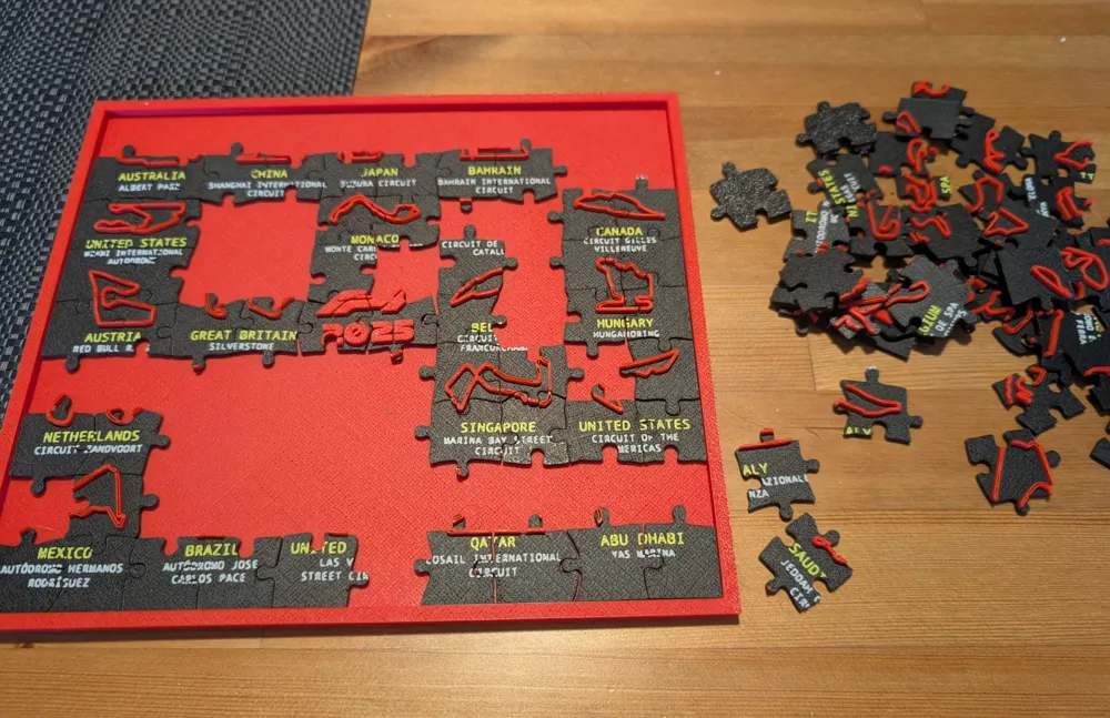 2025 F1 Calendar Jigsaw Puzzle - Free 3D Print Model - MakerWorld