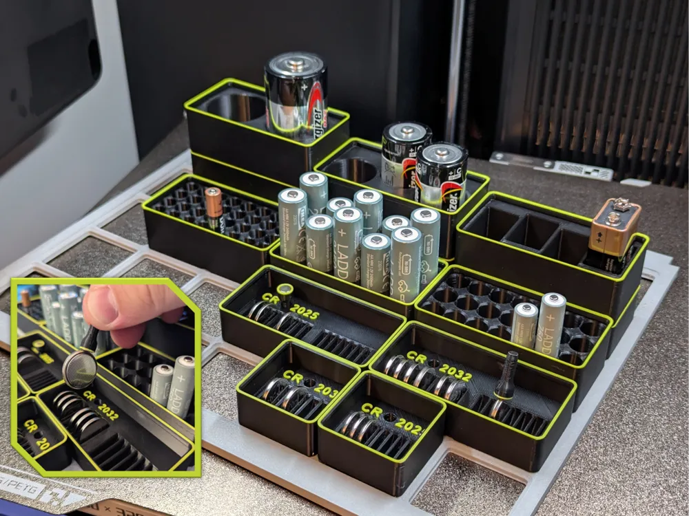 Gridfinity Battery Storage AA to coin cell - Free 3D Print Model ...