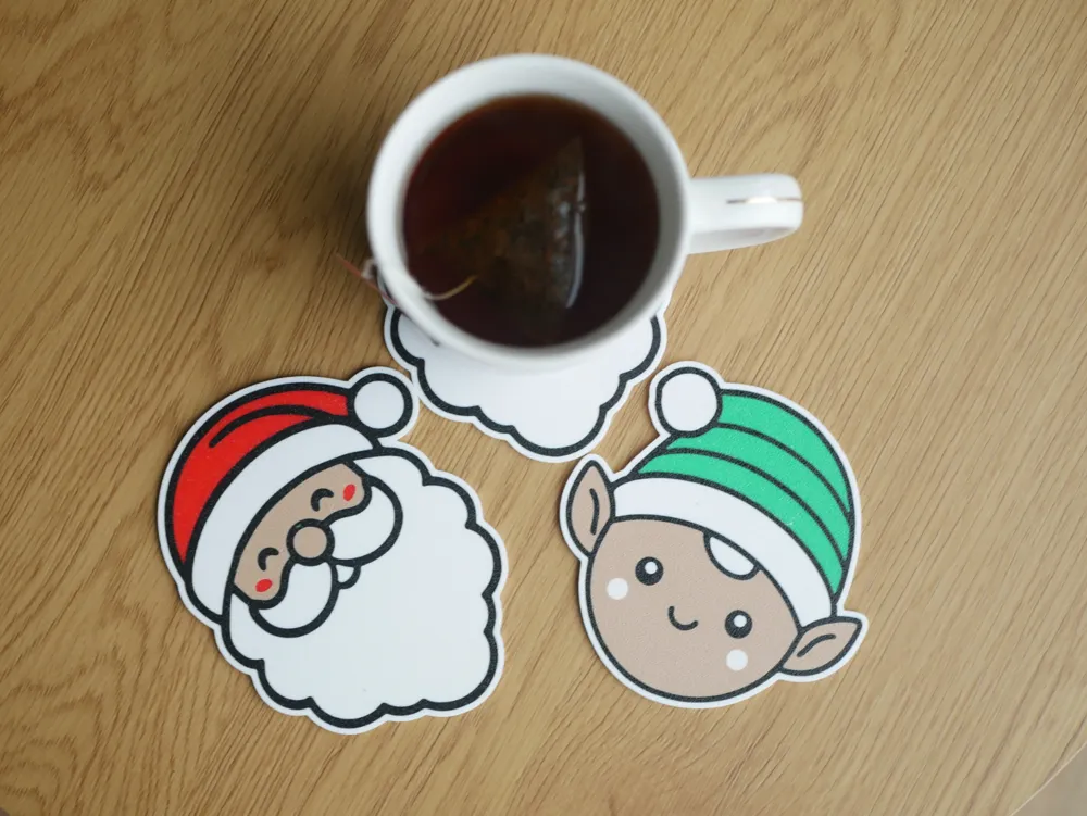 Christmas coaster Santa and Elf by Nikodem Bartnik - MakerWorld