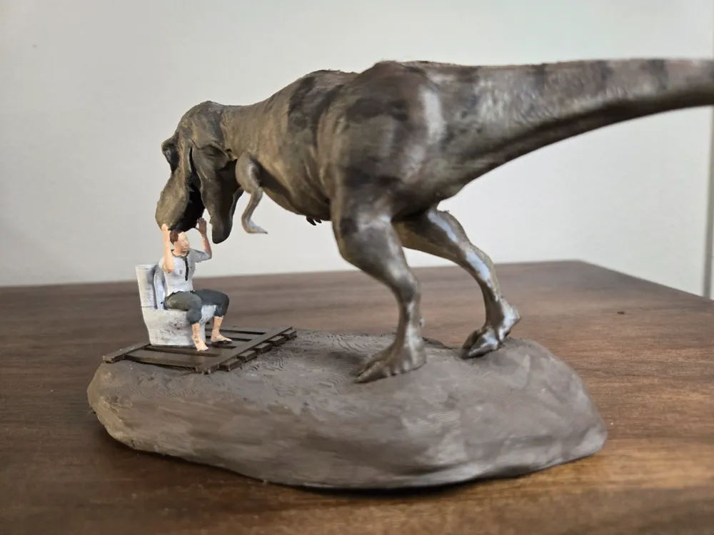 Jurassic Park, Man Eaten by T-Rex on Toilet Scene - Free 3D Print Model ...