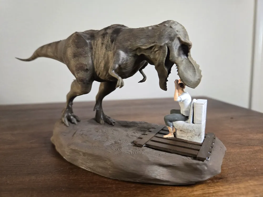 Jurassic Park, Man Eaten by T-Rex on Toilet Scene - Free 3D Print Model ...