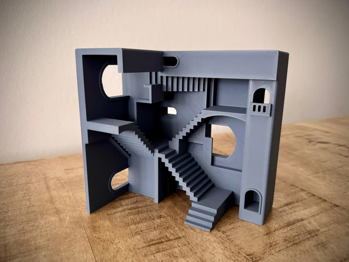 Escher's Relativity Diorama – 3D Tribute - Free 3D Print Model - MakerWorld