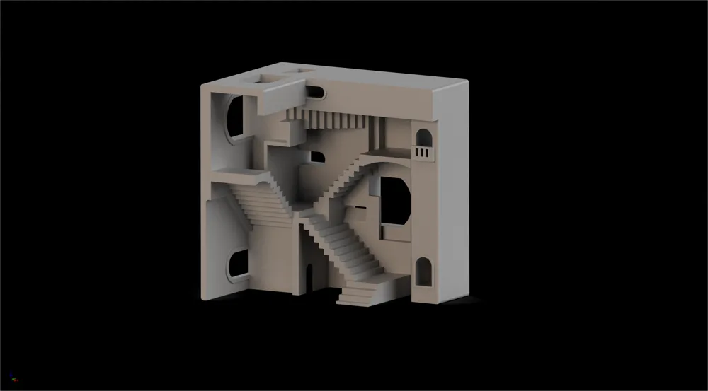 Escher's Relativity Diorama – 3D Tribute - Free 3D Print Model - MakerWorld
