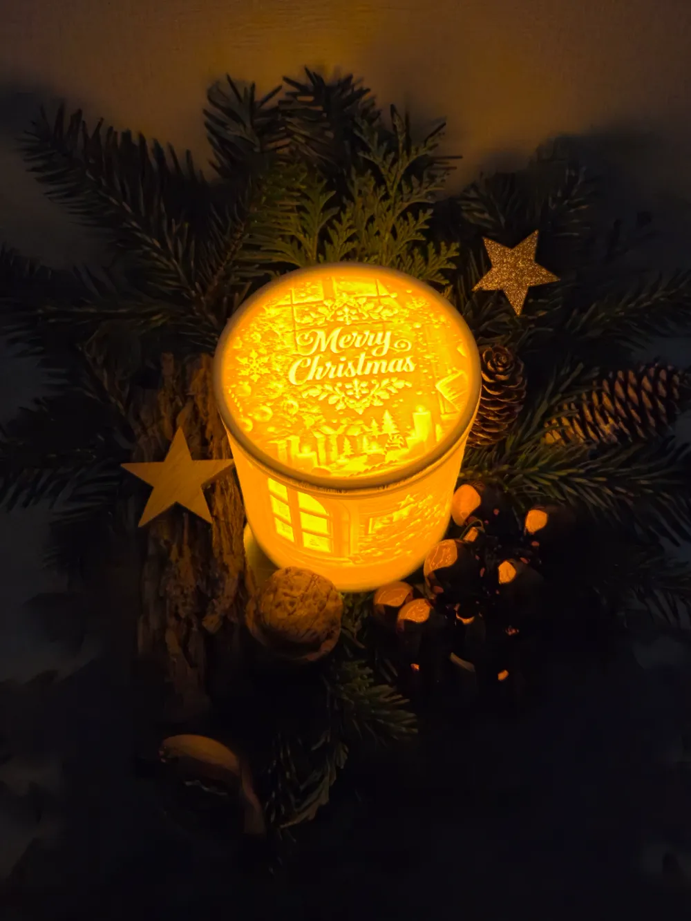 Christmas lithophane LED tea light with lid by NeXuS-PoWeR - MakerWorld