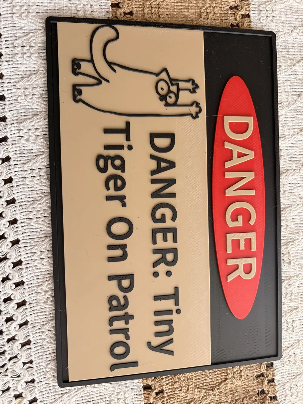 Beware Tiny Tiger On Patrol wall Sign - Free 3D Print Model - MakerWorld