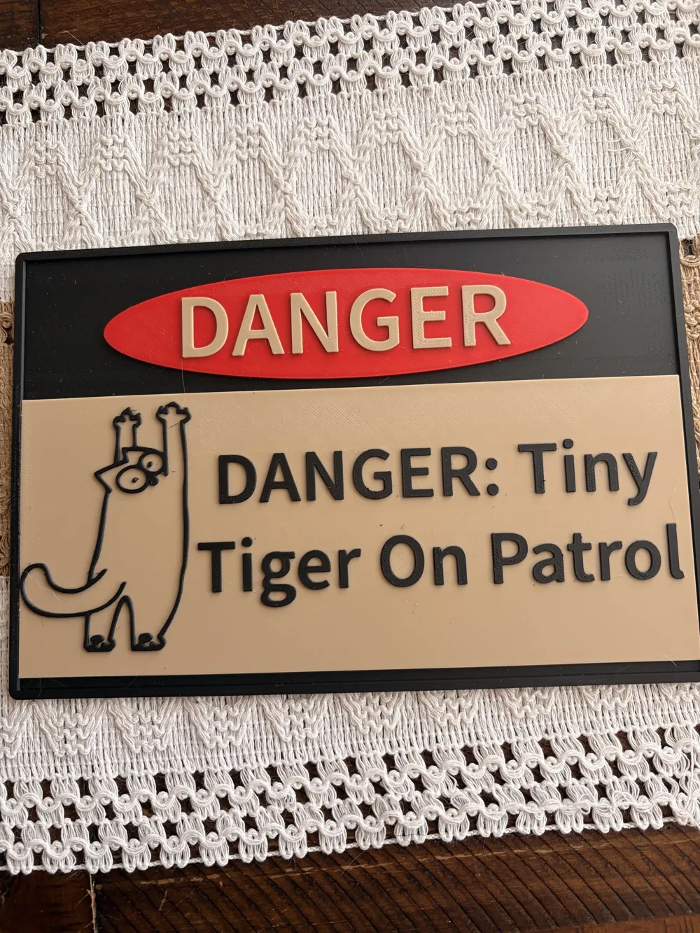 Beware Tiny Tiger On Patrol wall Sign - Free 3D Print Model - MakerWorld