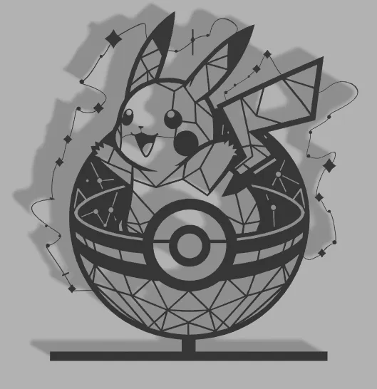 Geometric Low Poly Pikachu - Pokemon ball V.1 by 3DPrintWolf - MakerWorld