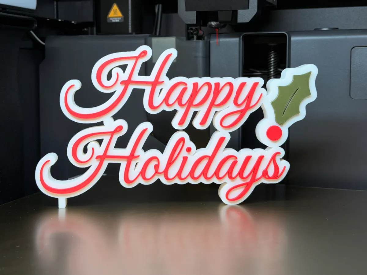 Happy Holidays - Holly Leaf by GoodBBQ MakerWorld: Download Free 3D Models