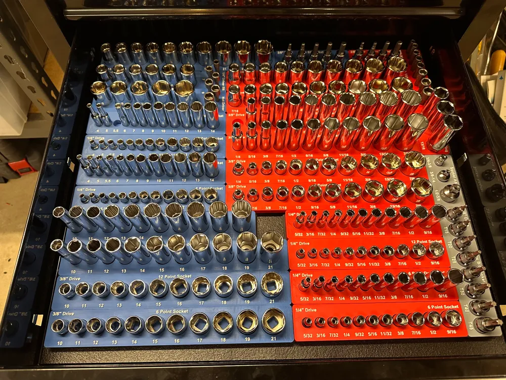 Gridfinity Socket Holder - Metric 3/8" Drive by WallyMike - MakerWorld