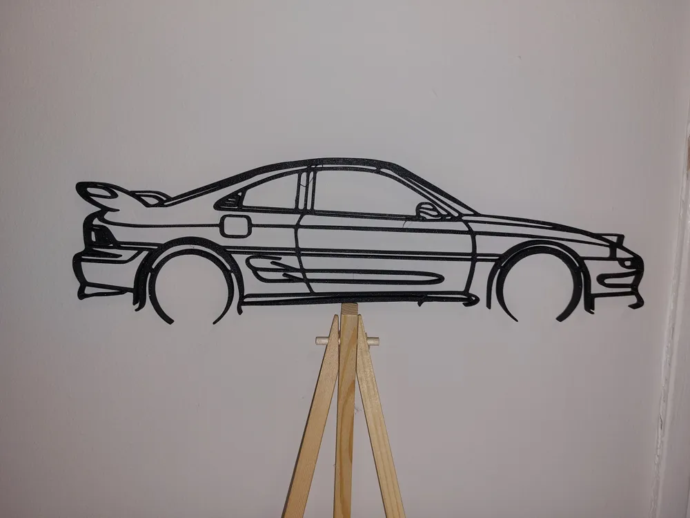 Toyota MR2 Mk2 Wall Art Silhouette - Free 3D Print Model - MakerWorld