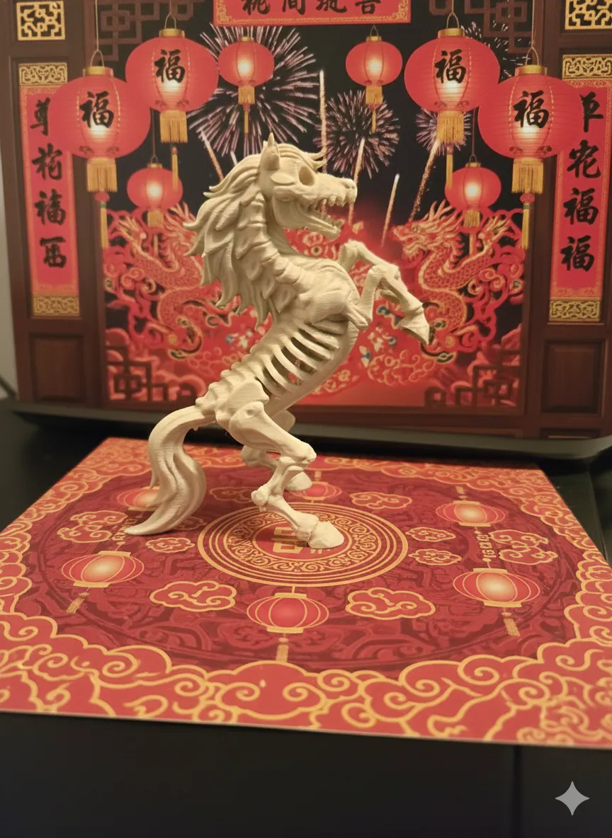 silhouette skeleton horse Chinese year contest - Free 3D Print Model ...
