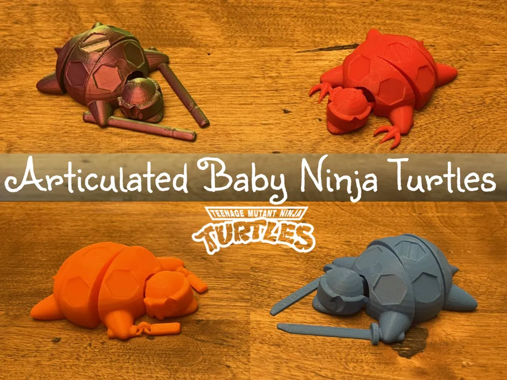 Articulating Baby Ninja Turtles by TwoNods Designs - MakerWorld