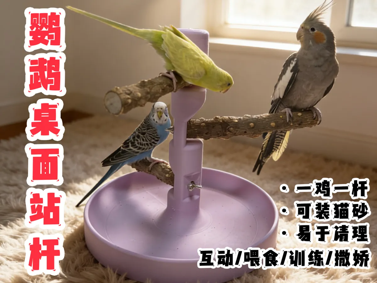 Parrot Desktop Stand/Perch (Three Birds in One Frame) - Free 3D Print ...