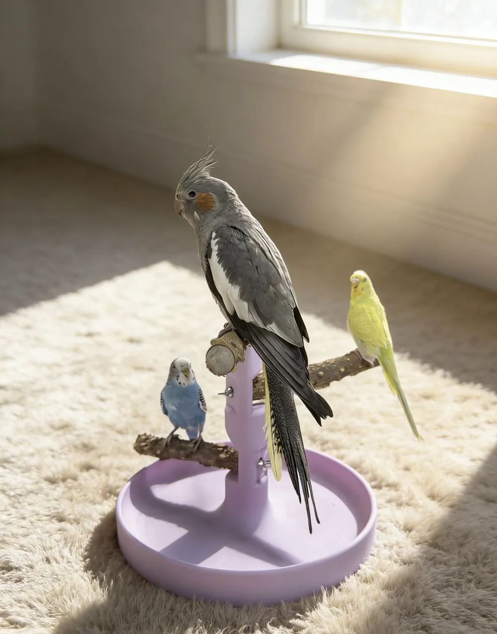 Parrot Desktop Stand/Perch (Three Birds in One Frame) - Free 3D Print ...