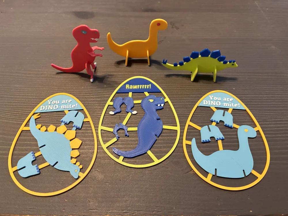 Dinosaur Kit Card Trio - Free 3D Print Model - MakerWorld