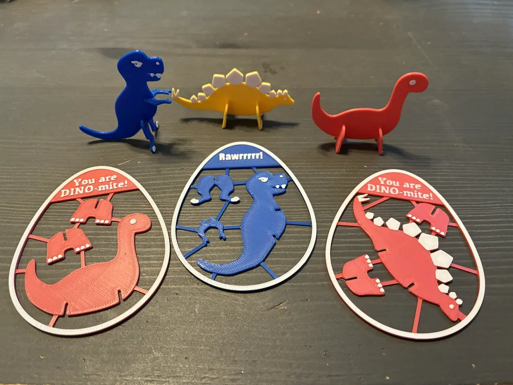 Dinosaur Kit Card Trio - Free 3D Print Model - MakerWorld
