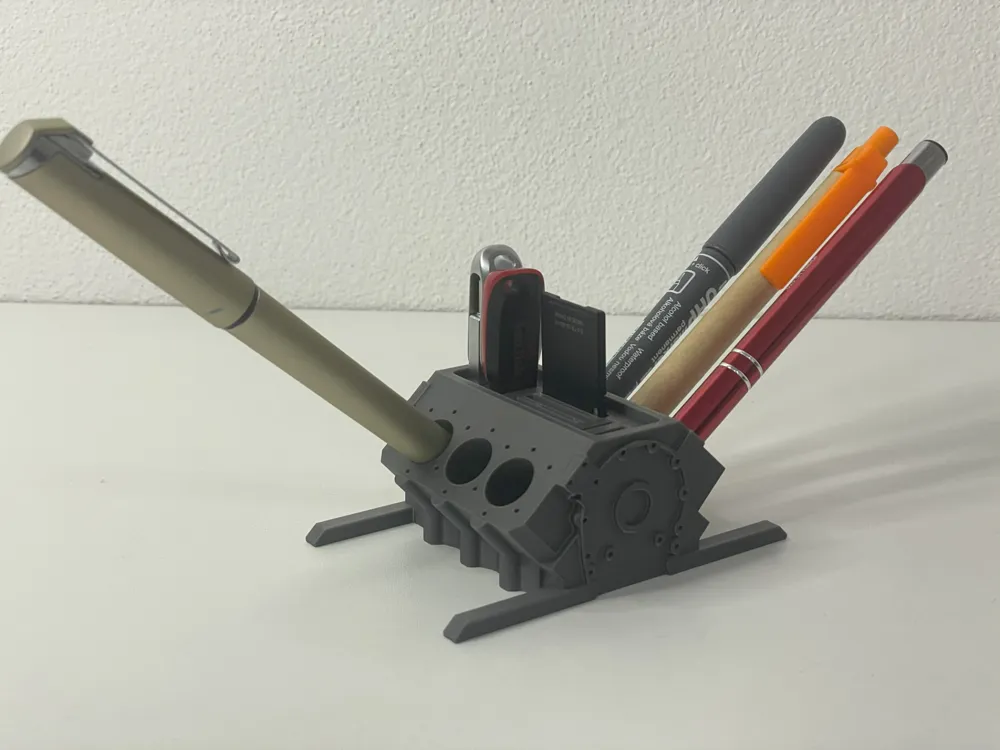 V6 Engine Block Pen Holder (USB, SD, microSD) by Stenly_G MakerWorld ...
