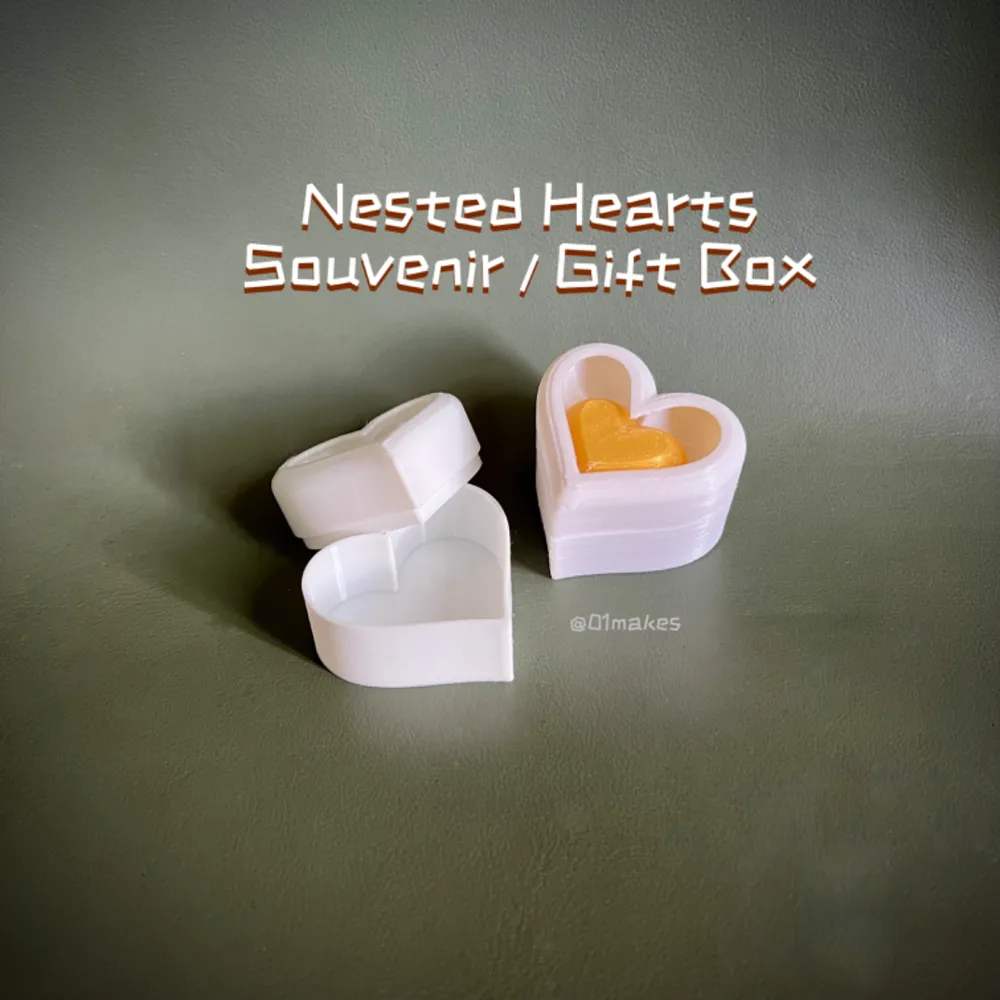 Nested Hearts Wedding Souvenir Decorative Gift Box by 01makes - MakerWorld