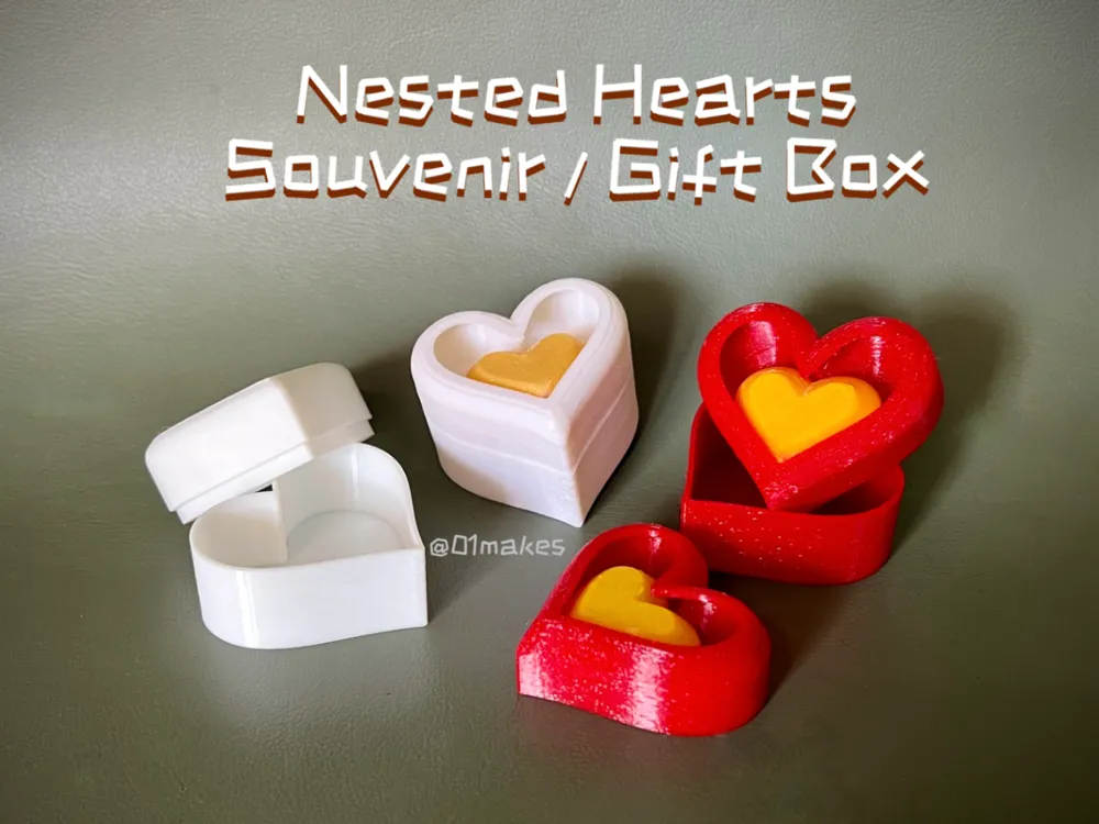 Nested Hearts Wedding Souvenir Decorative Gift Box by 01makes - MakerWorld