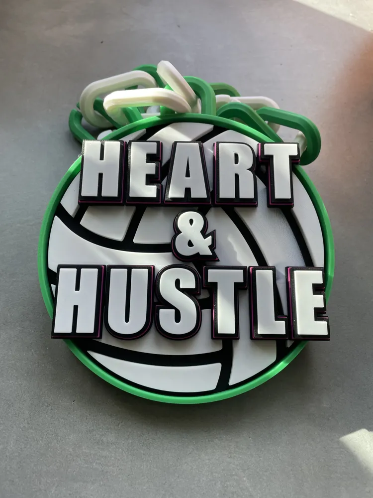 Heart and Hustle Volleyball Statement Chain - Free 3D Print Model ...