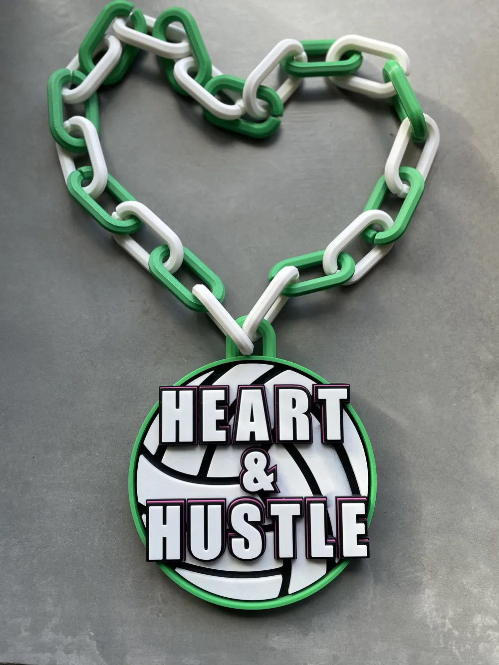 Heart and Hustle Volleyball Statement Chain - Free 3D Print Model ...