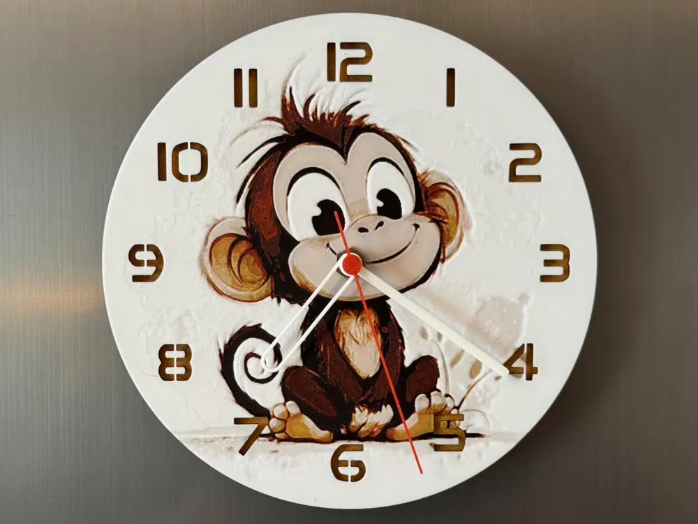 wall / desk clock cute monkey by cP3D - MakerWorld