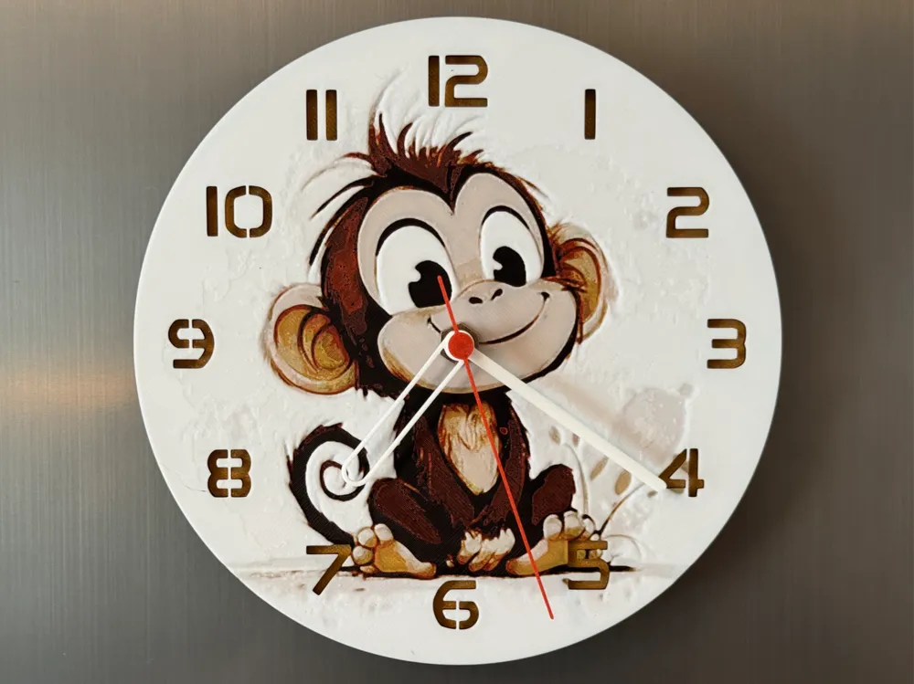 wall / desk clock cute monkey by cP3D - MakerWorld