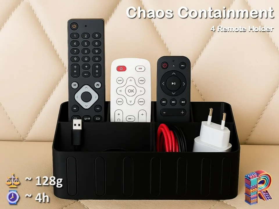 Chaos Control (4 Remote Control Holder) - Free 3D Print Model - MakerWorld