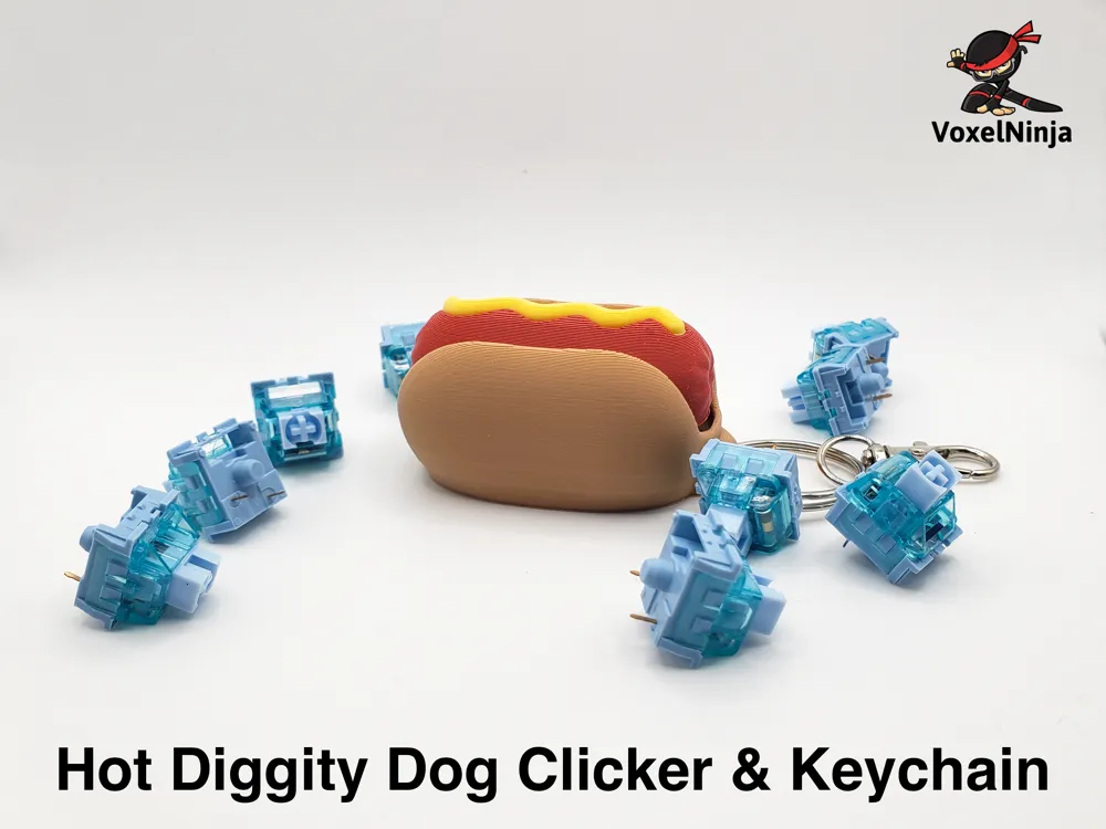 Hot Diggity Dog Clicker & Keychain - Free 3D Print Model - MakerWorld
