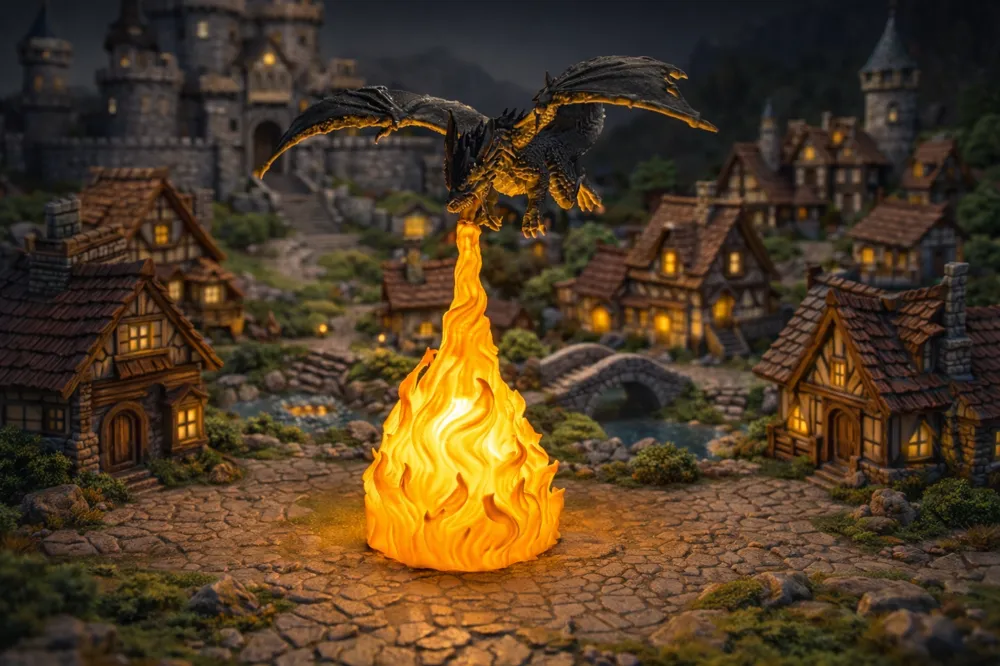 Flame Breath Dragon "Lamp" - DND miniature - Free 3D Print Model ...