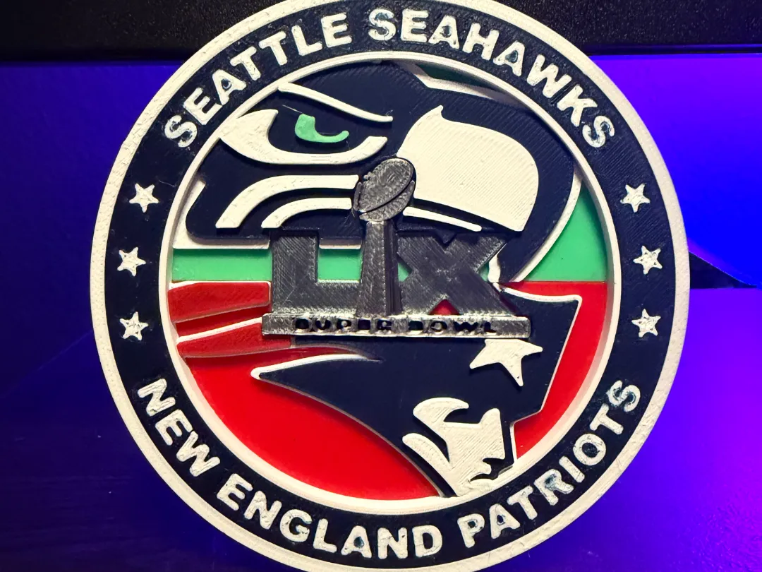 Super Bowl LX Coaster Patriots Seahawks - Free 3D Print Model - MakerWorld