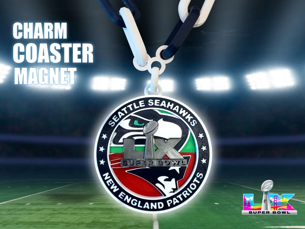 Super Bowl LX Coaster Magnet Necklace - Free 3D Print Model - MakerWorld