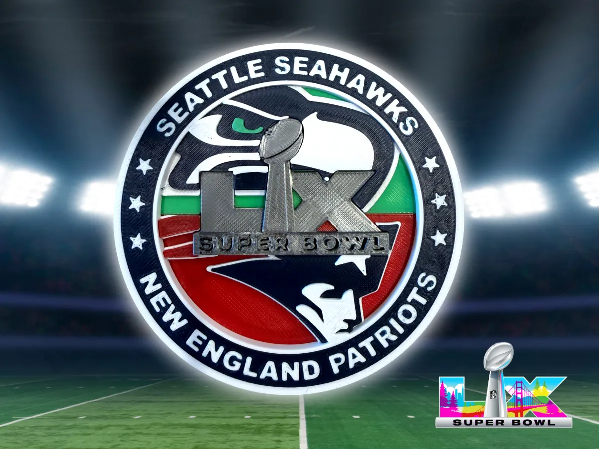 Super Bowl LX Coaster and Magnet Patriots Seahawks - Free 3D Print ...