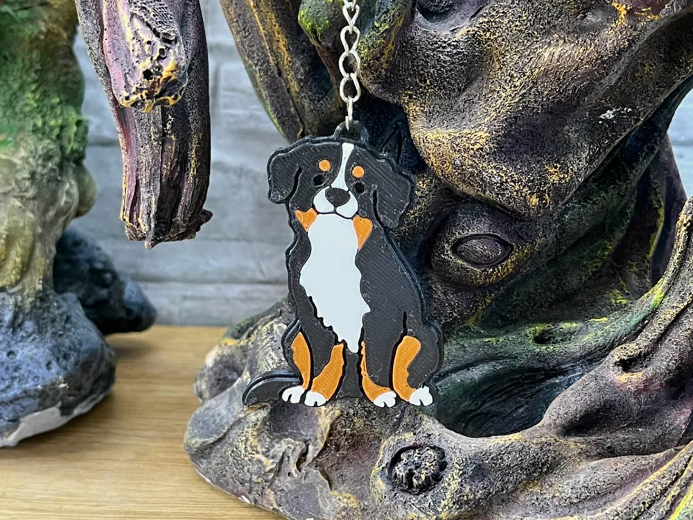 Cute Bernese Mountain Dog Keychain by az - MakerWorld