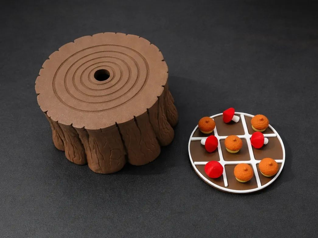 Waldbaum Tic Tac Toe mit Behälter – Kostenloses 3D-Druckmodell – MakerWorld