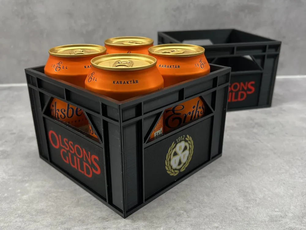 Beer crate with logo on separate plate. - Free 3D Print Model - MakerWorld